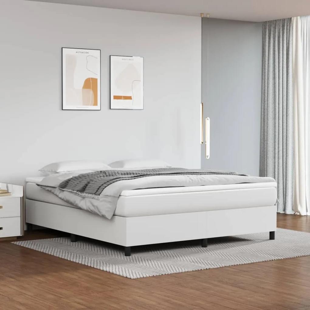 vidaXL Box spring postel bílá 160 x 200 cm umělá kůže