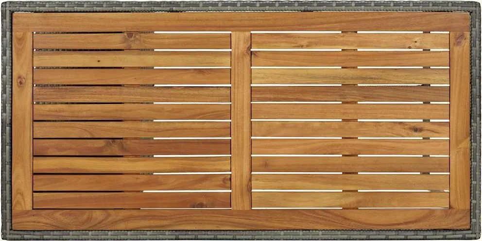Barový stolek s úložným regálem šedý 120x60x110 cm polyratan 313479