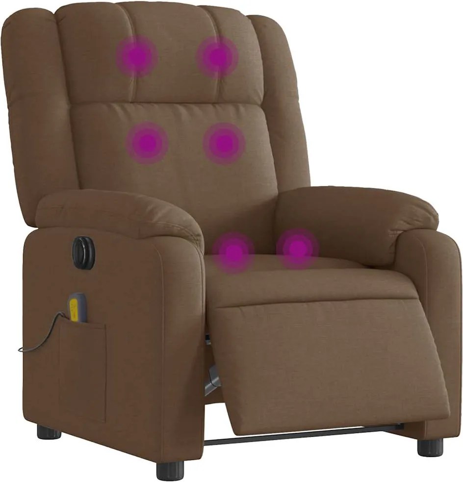 Elektrické masážní polohovací křeslo hnědé textil 3205194