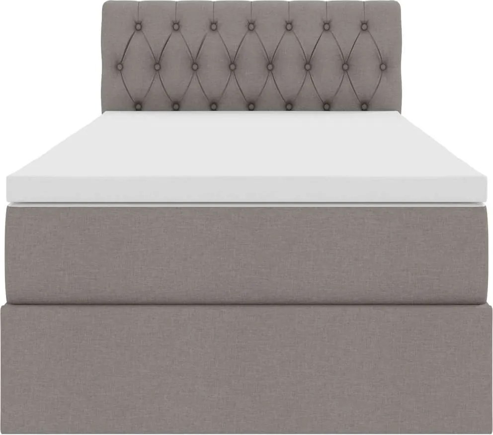 Postel s úložným prostorem a matrací Taupe 90 x 190 cm Samet 3370542