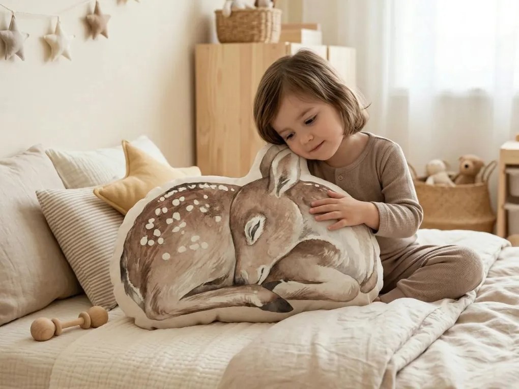 Bavlněný dekorační dětský polštářek SRNKA Zvolte rozměr: Klasický 35 x 21 cm