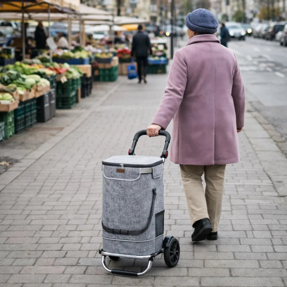 Nákupní taška na kolečkách EASY, 50l, šedá Monzana