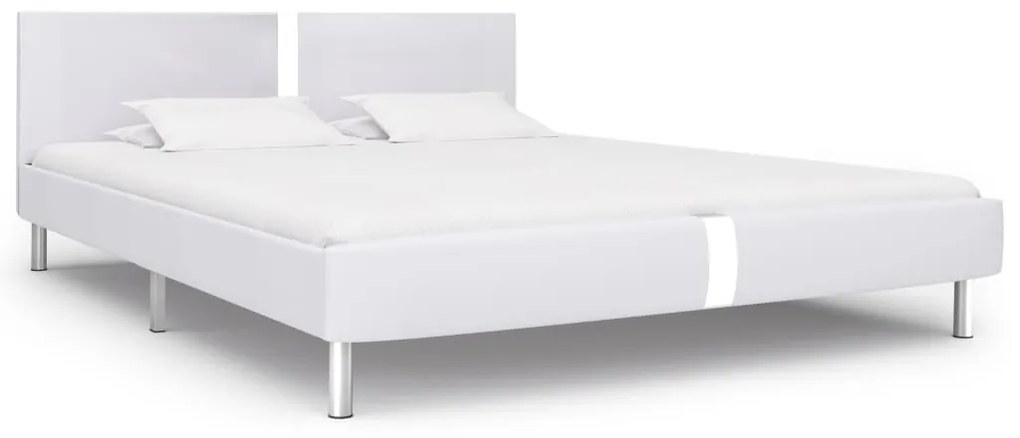 280834 vidaXL Rám postele bílý umělá kůže 160 x 200 cm