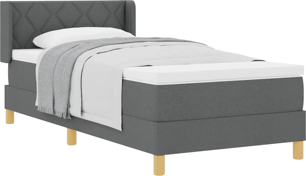 Postel s boxspringem s čelo Tmavě šedá 200 x 90 cm textil 3341336