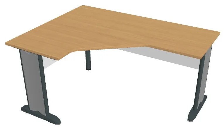 Stůl ergo lomený pravý 160×120/60 cm - Hobis Cross CEV 60 P Dekor stolové desky: buk, Dekor lamino podnože: bílá, Barva nohou: černá