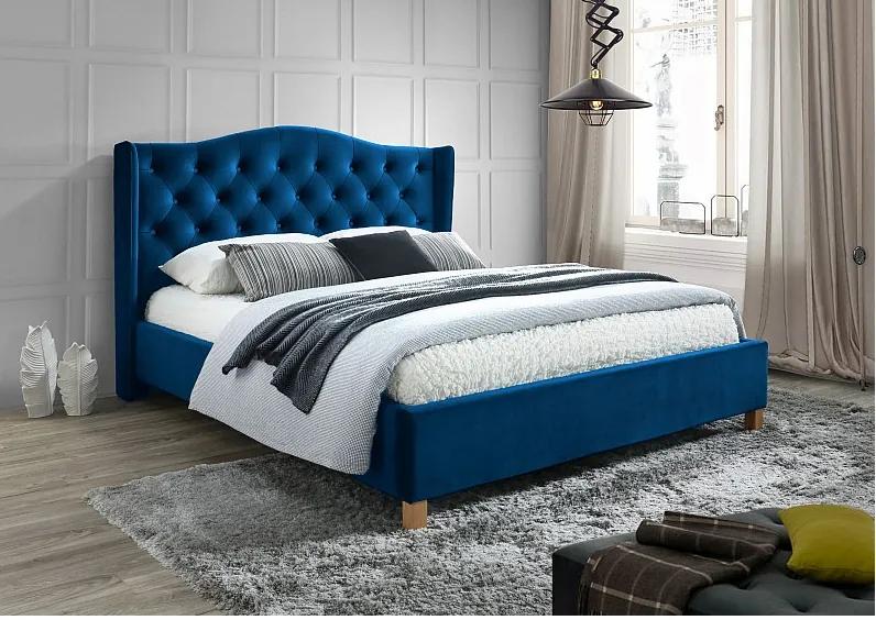 Čalouněná postel ASPEN VELVET 160 x 200 cm tmavě modrá Matrace: Matrace Coco Maxi 23 cm