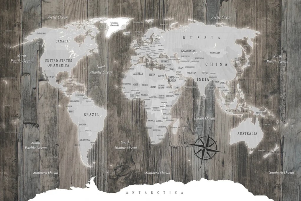 Mapa na korkové tabuli - dřevě (90x60 cm) - Murando DeLuxe