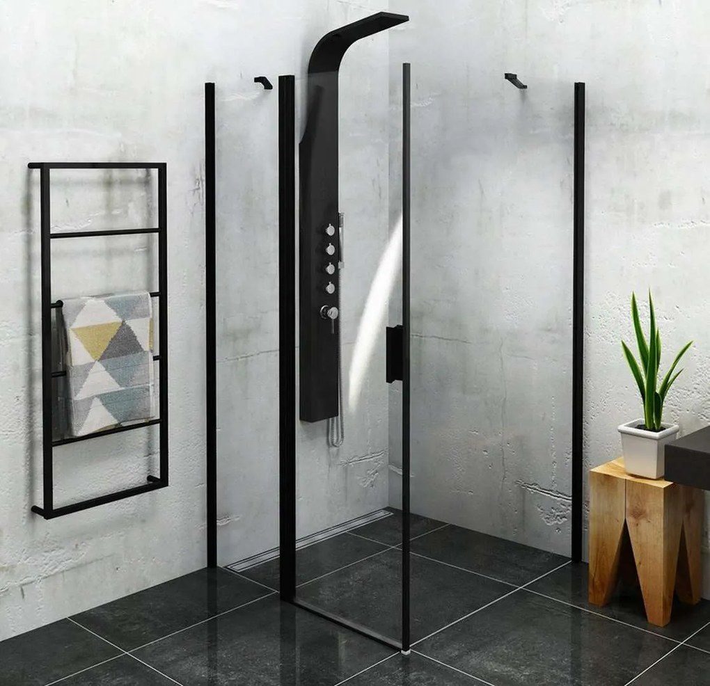Polysan Zoom Black - Sprchový kout 100x100 cm, L/P varianta, Antidrop, čiré sklo/matná černá ZL1310BZL3210B