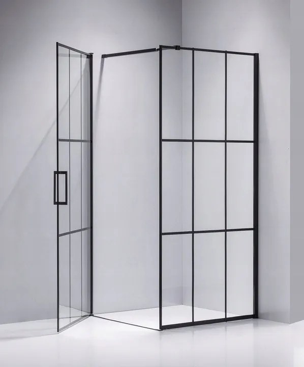 BPS-koupelny Čtvercový sprchový kout HYD-SK13B 90x90 černá/transparent - bez vaničky