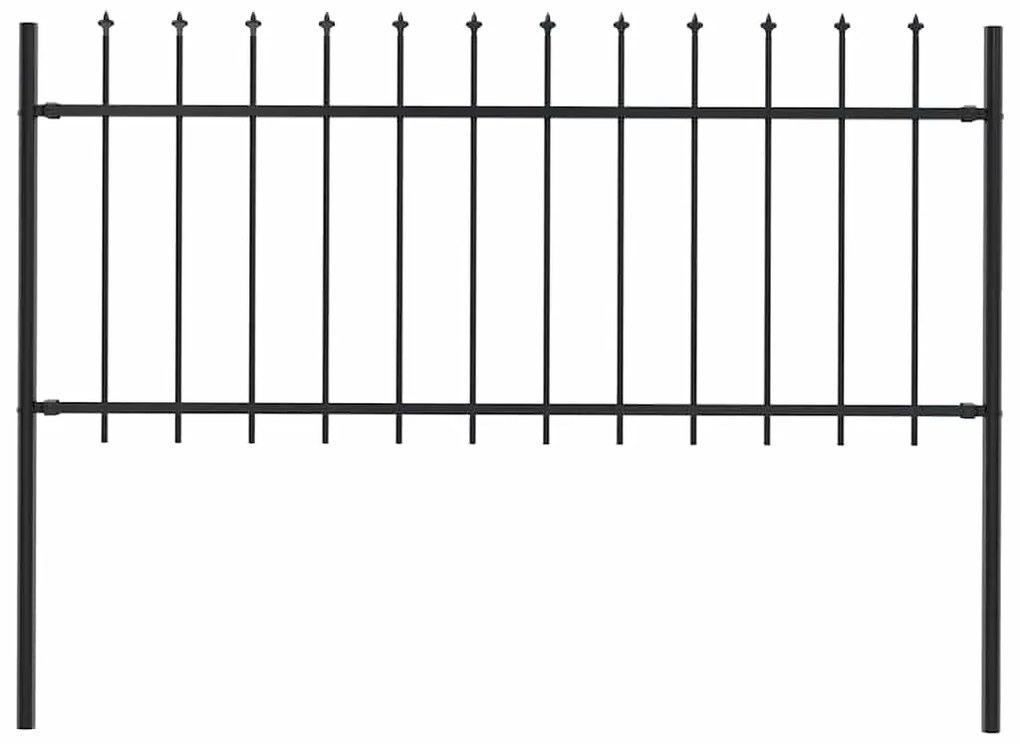 Zahradní plot Woerden s kopím nahoře ocelový 170 x 80 cm černý 144924