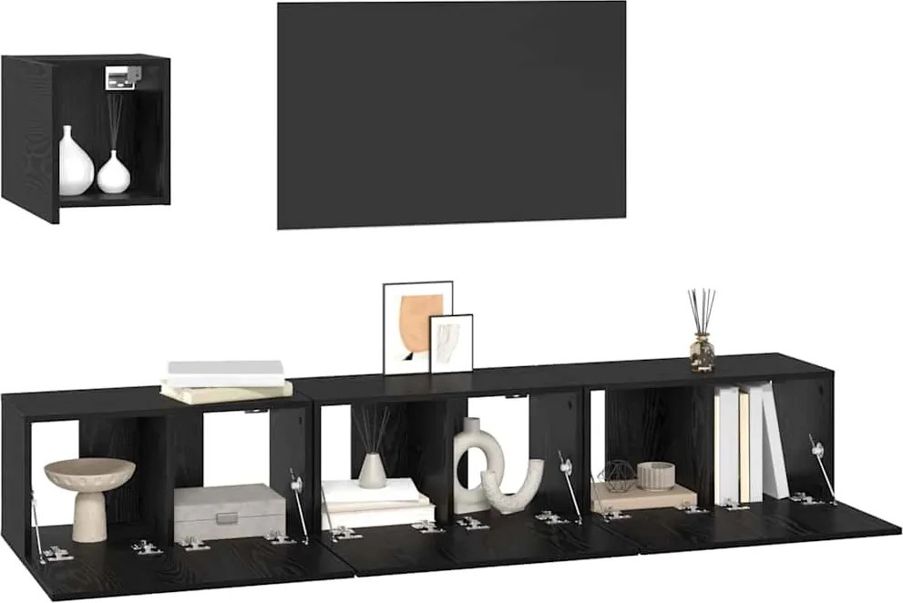Sestava TV skříněk 4 ks Černý dub Kompozitní dřevo 3393148