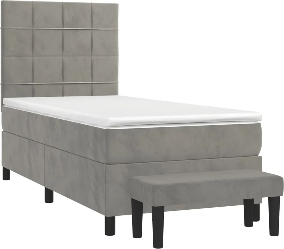 Box spring postel s matrací světle šedá 100x200 cm samet 3137827