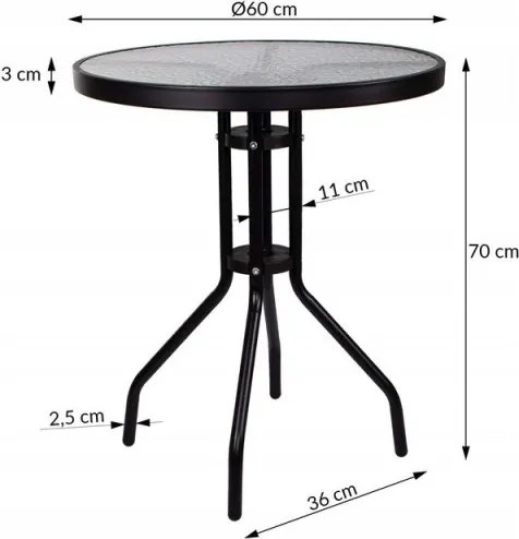 Zahradní stolek 60 cm SPRINGOS BISTRO GF1010 černý