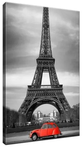 Obraz na plátně Červené auto pod Eiffelovou věží 20x30cm 1116A_1S