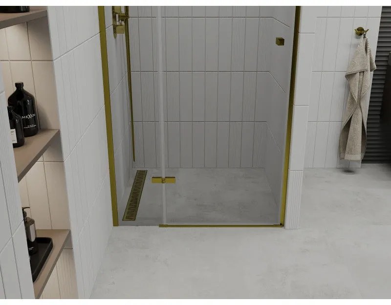 Mexen ROMA sprchové otevírací dveře ke sprchovému koutu 70 cm, čiré sklo/zlatá, 854-070-000-50-00