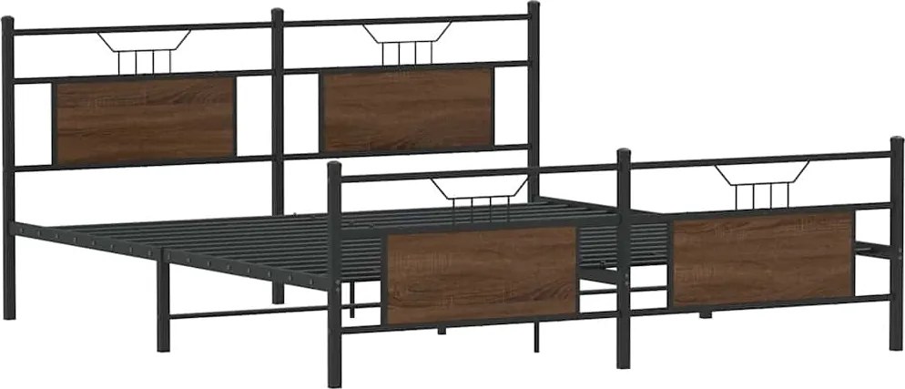 Kovový rám postele bez matrace hnědý dub 183 x 213 cm 3325104