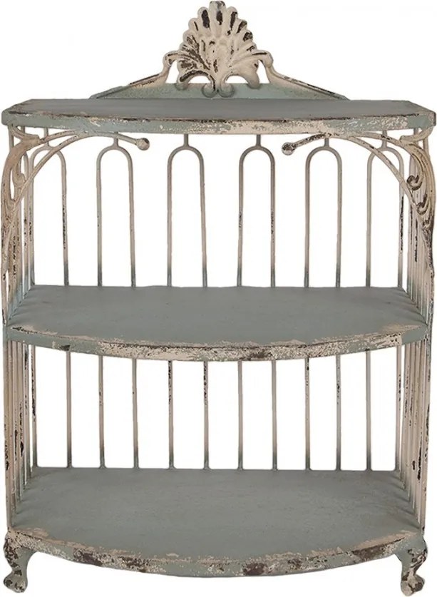 Béžovo-zelená antik kovová skříňka na nožičkách Brocante - 38*23*55 cm