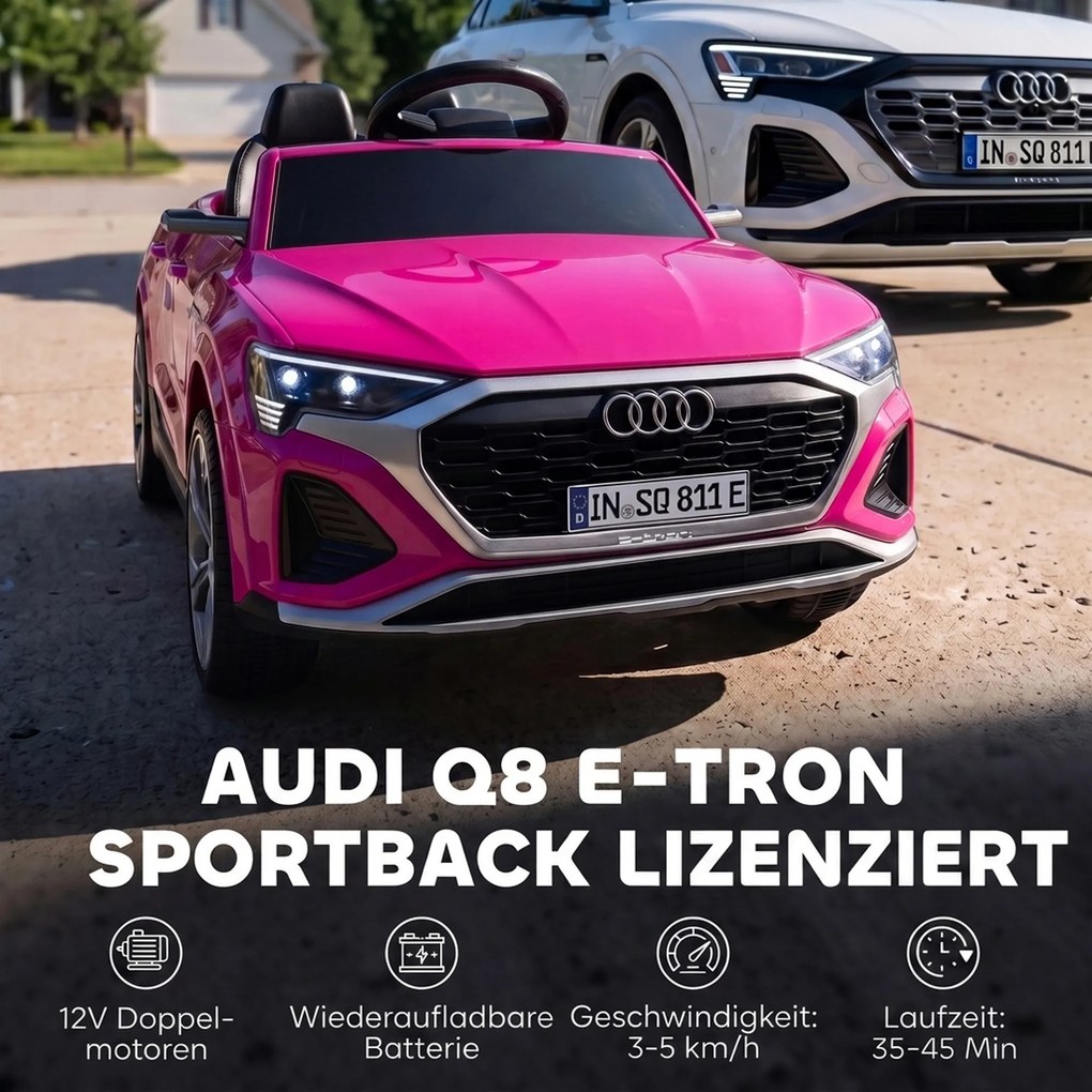 AIYAPLAY Dětské elektroauto 12V, dětské auto s dálkovým ovládáním, 2 motory, plynulý rozjezd, 4-kolová zavěšení, LED přední světla, klakson, hudba