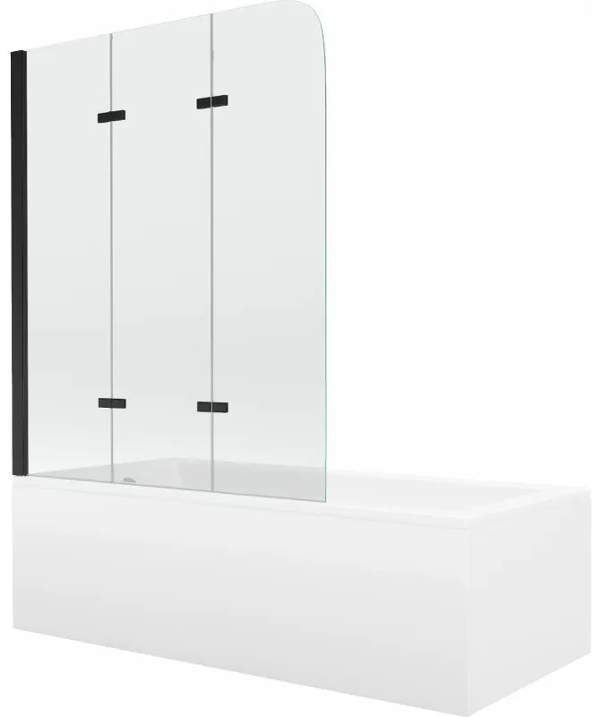Mexen Cubik obdélníková vana 170 x 70 cm s opláštěním a 3křídlou zástěnou 120 cm, transparentní, černá - 550317070X9012037000
