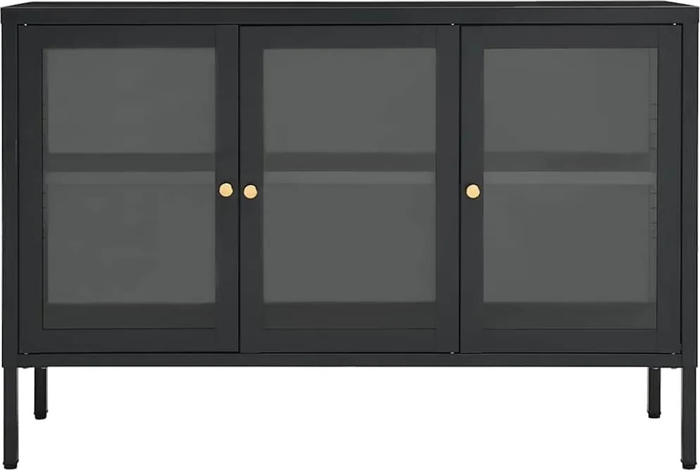 Příborník antracitový 105 x 35 x 70 cm ocel a sklo 336069