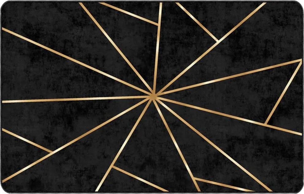 Koberec pratelný černý a zlatý 190 x 300 cm 136619