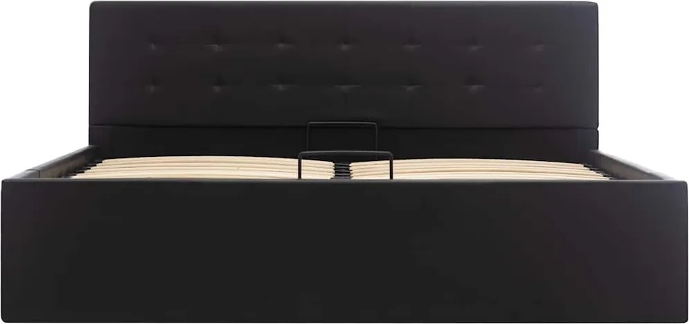 Rám postele zvedací úložný prostor černý umělá kůže 160x200 cm 285514