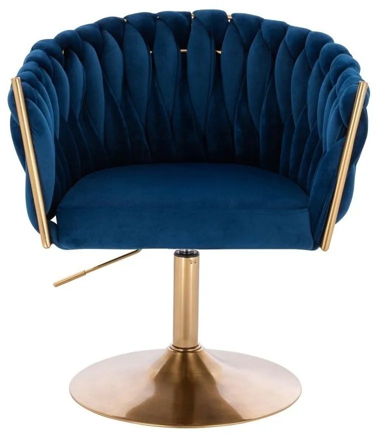 LuxuryForm DESIGN Otočná židle NORDEN VELUR na zlatém talíři - modrá