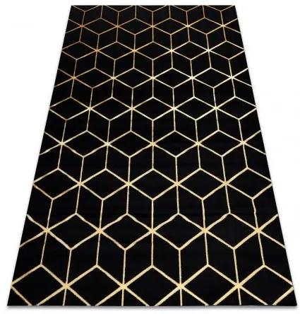 Dywany Luszczow Kusový koberec 3D GLOSS 409C 86 Krychle černý / zlato Rozměr koberce: 60 x 300 cm
