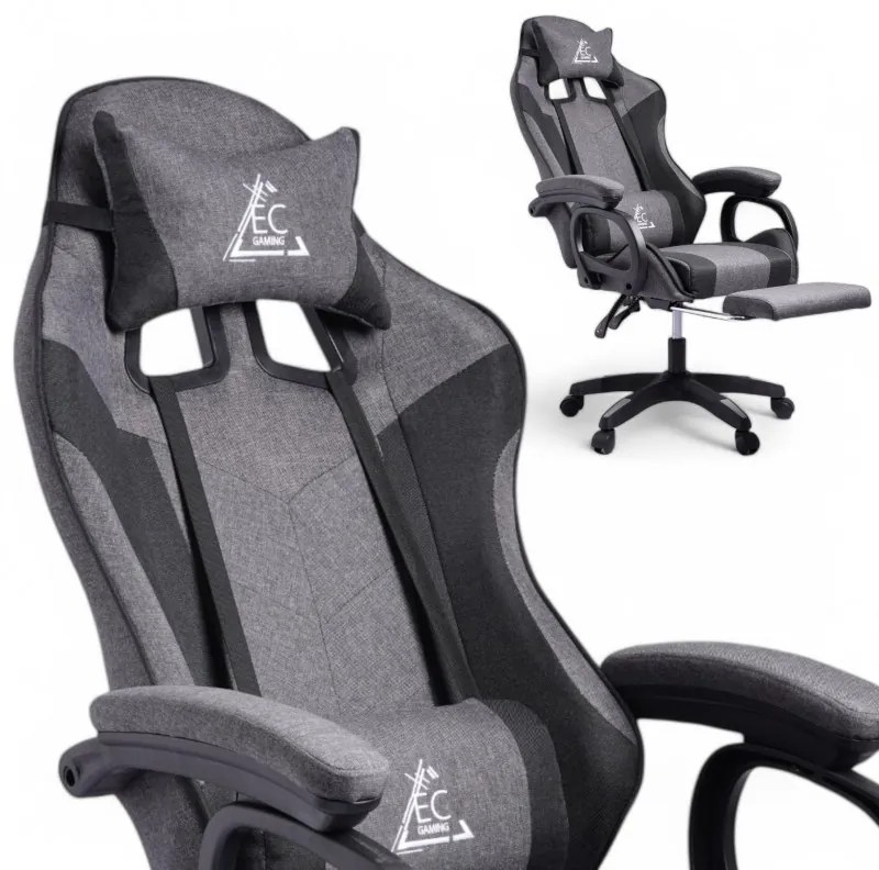 JAKS Herní židle šedá látka LevelUp