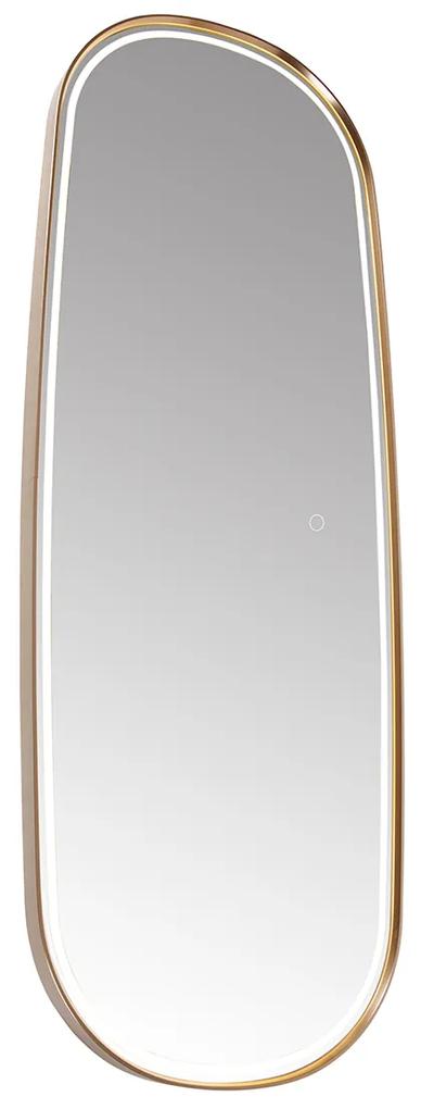 Koupelnové zrcadlo růžové zlato včetně LED a dotykového stmívače - Geraldien