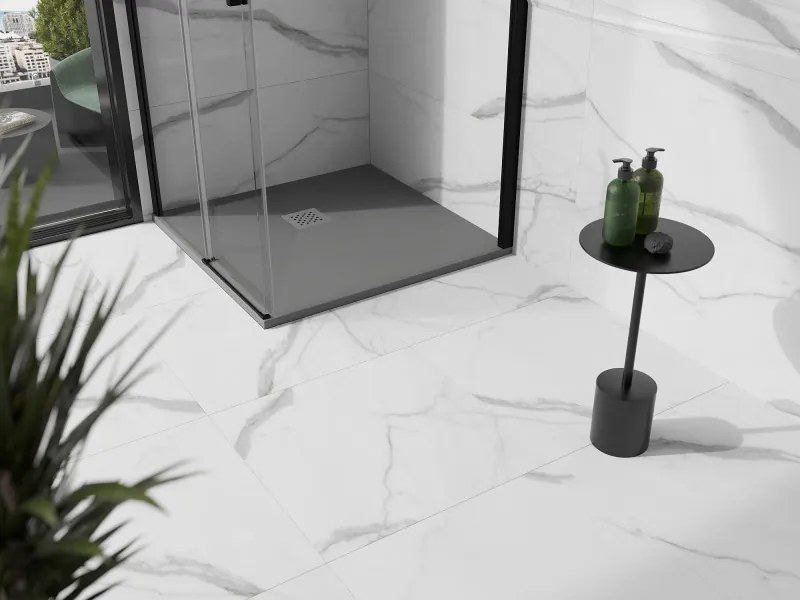 Mexen Stone+ kompozitová čtvercová sprchová vanička 70 x 70 cm, šedý-beton - 44617070