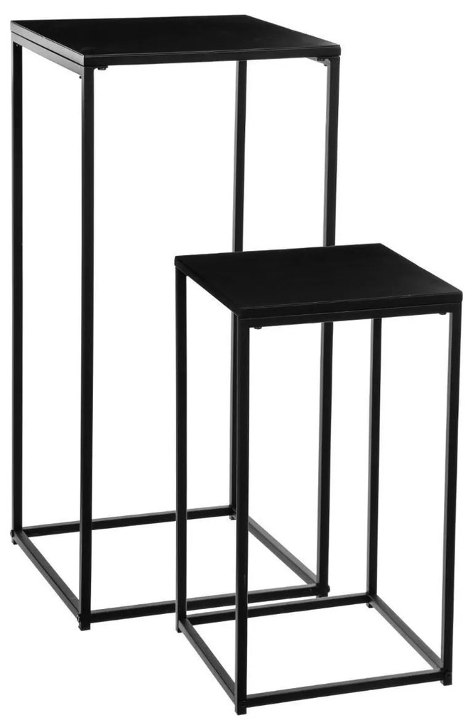 Dekorativní stůl, balkonový stolek, skládací stolek, barva černá, 2, ks, stolek kávový