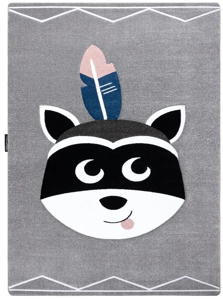 Dywany Łuszczów, Dětský kusový koberec Petit Raccoon mukki grey, 160x220, šedá, dětský pokoj