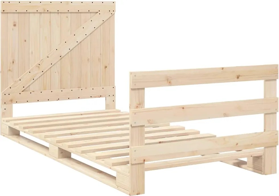 Rám postele s čelem 100 x 200 cm masivní borové dřevo 3281557