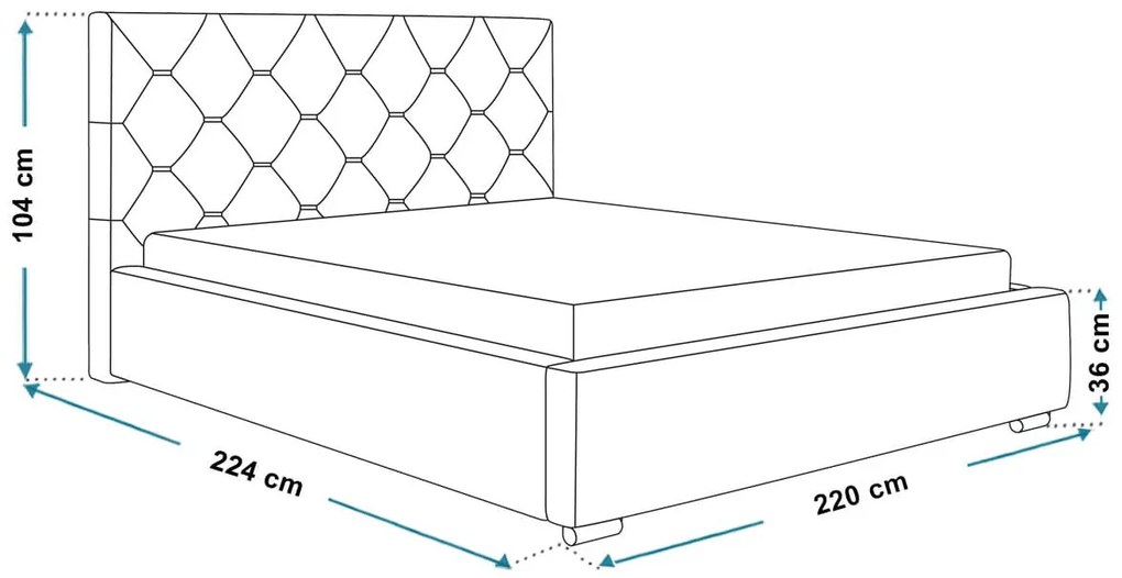 Velká postel se zdobeným čelem Sofija 200x200 cm Barva: Béžová - Jasmine 21