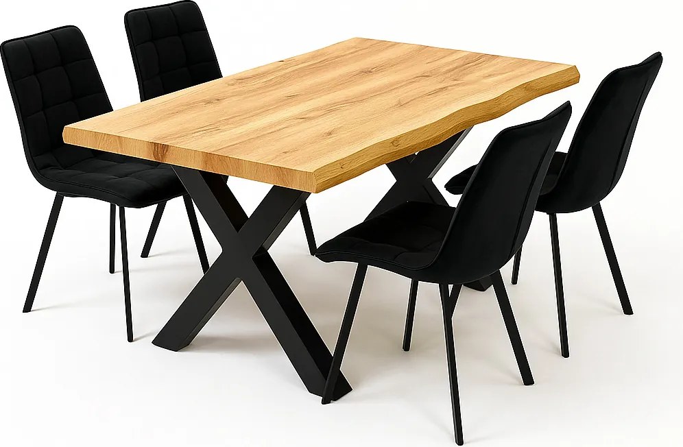 Vikio Jídelní set pro 4 osoby 140x90 cm dub-černá VJS114-41C