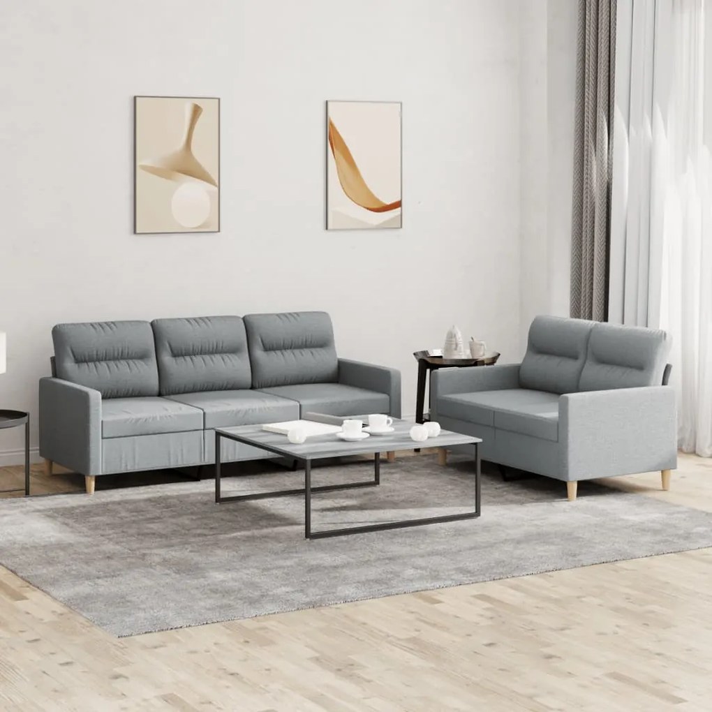 2dílná sedací souprava s poduškami světle šedá textil 3201600