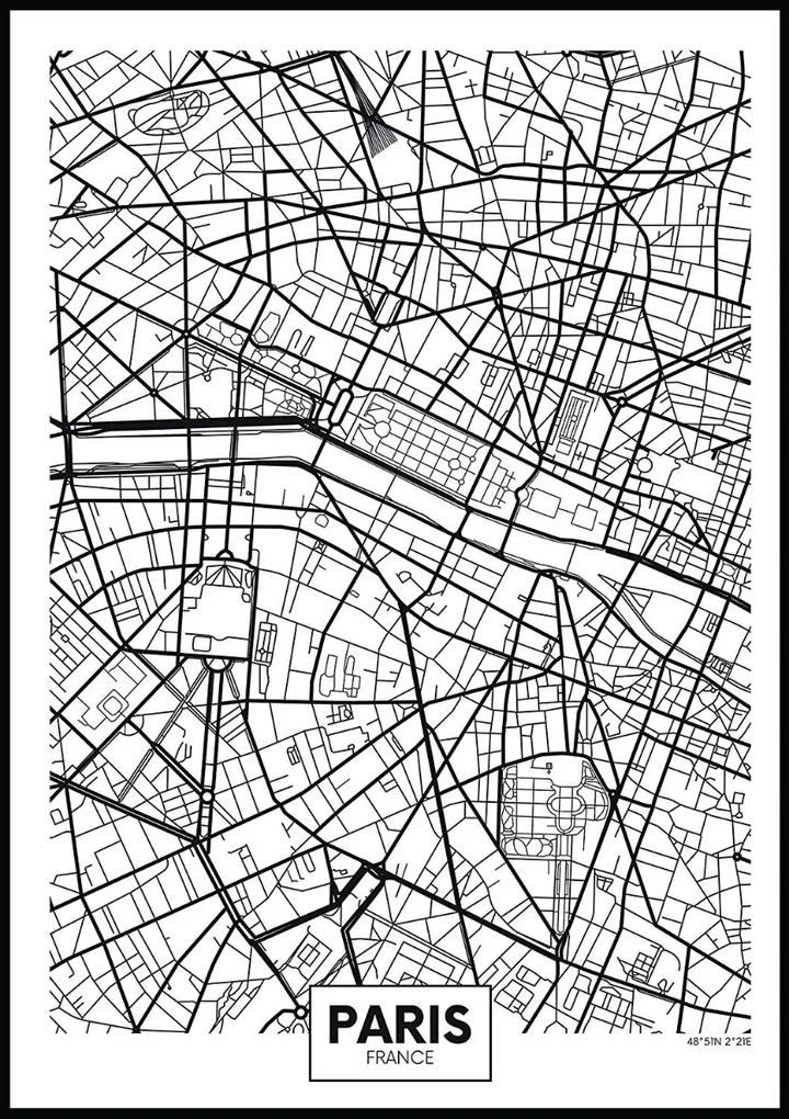 DecoKing - Nástěnný plakát - Map - Paříž-50x70 cm