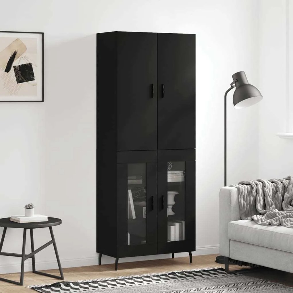 vidaXL Skříň highboard 69,5 x 34 x 180 cm kompozitní dřevo [3195749] Barva: bílá s vysokým leskem