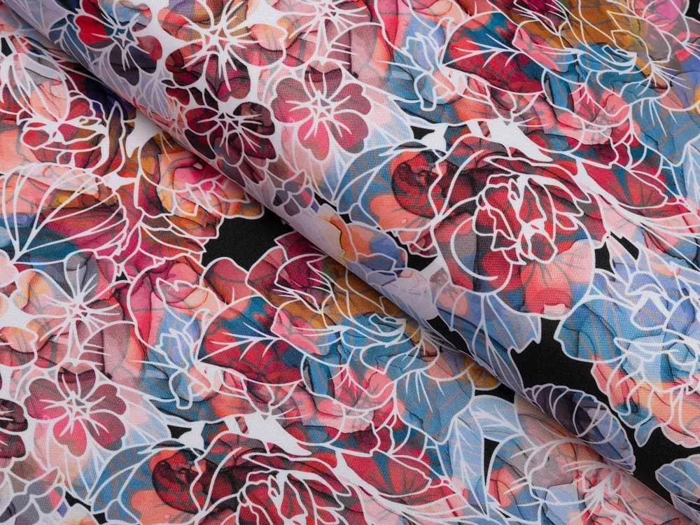 Biante Dekorační povlak na polštář Rongo RGP-503 Červeno-modré květy 35 x 45 cm