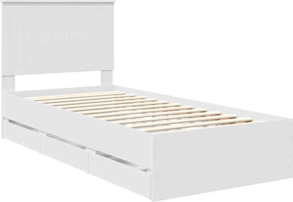 Rám postele se zásuvkou Bílá 90 x 200 cm Inženýrské dřevo 3411152