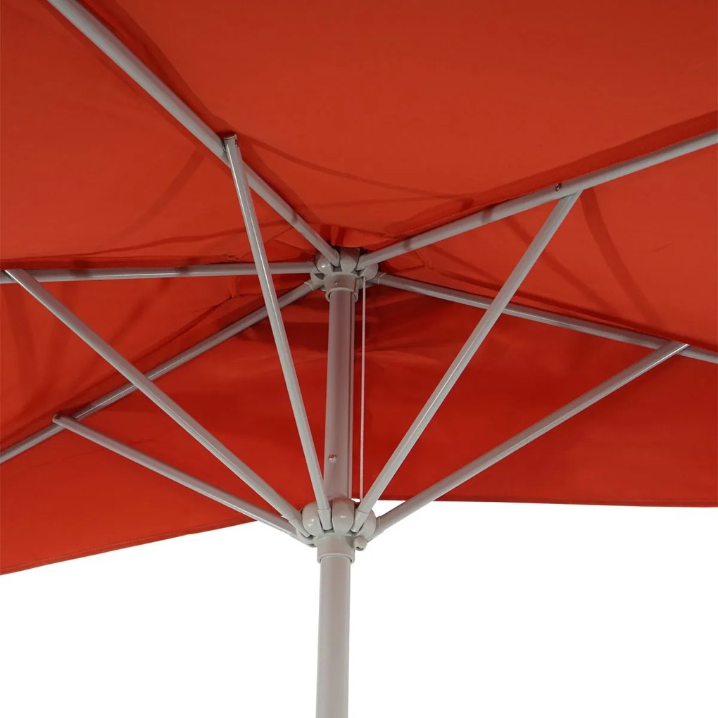 Slunečník půlkruh Parla - polyester/hliník - 300cm terakota se stojanem