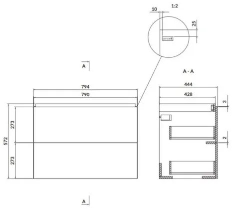 Cersanit Larga, umyvadlová skříňka 80cm, šedá matná, S932-075