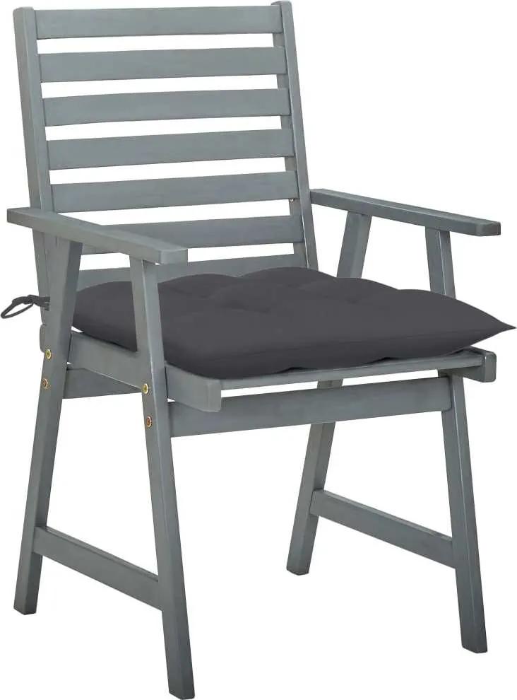 vidaXL Zahradní jídelní židle s poduškami 2 ks masivní akáciové dřevo [3064416] Barva: Černá