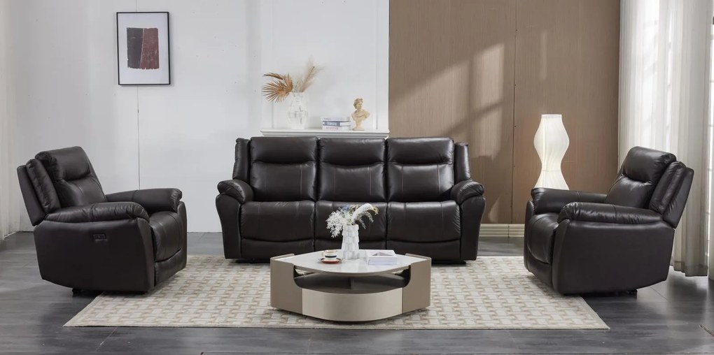 FALCO Sedací souprava Komfort – pravá kůže a elektrický relax
