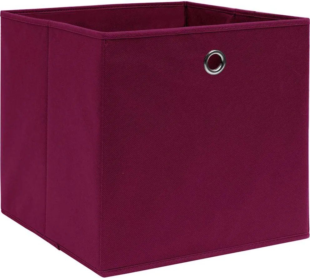 Úložné boxy 10 ks tmavě červené 32 x 32 x 32 cm textil 288343