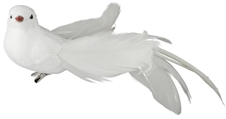 LENE BJERRE Látkový ptáček VENCKE bílý 22 x 8,5 x 6 cm