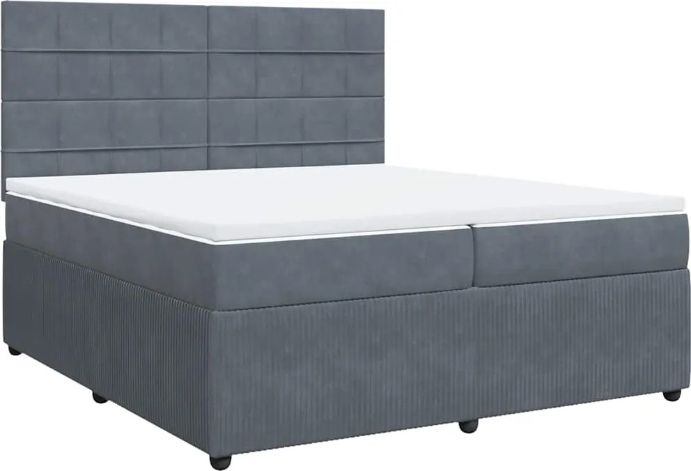 Box spring postel s matrací tmavě šedá 200x200 cm samet 3294731