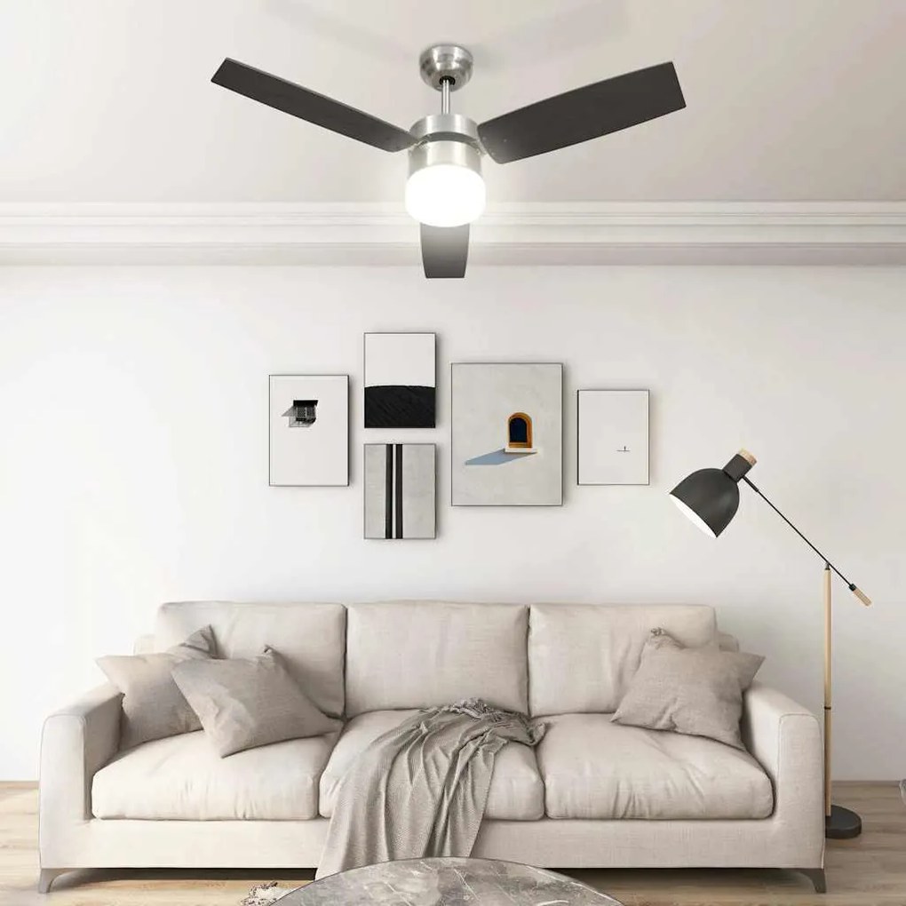 vidaXL Stropní ventilátor světlo a dálkový ovladač 108 cm světle hnědý [51491] Barva: tmavě hnědá