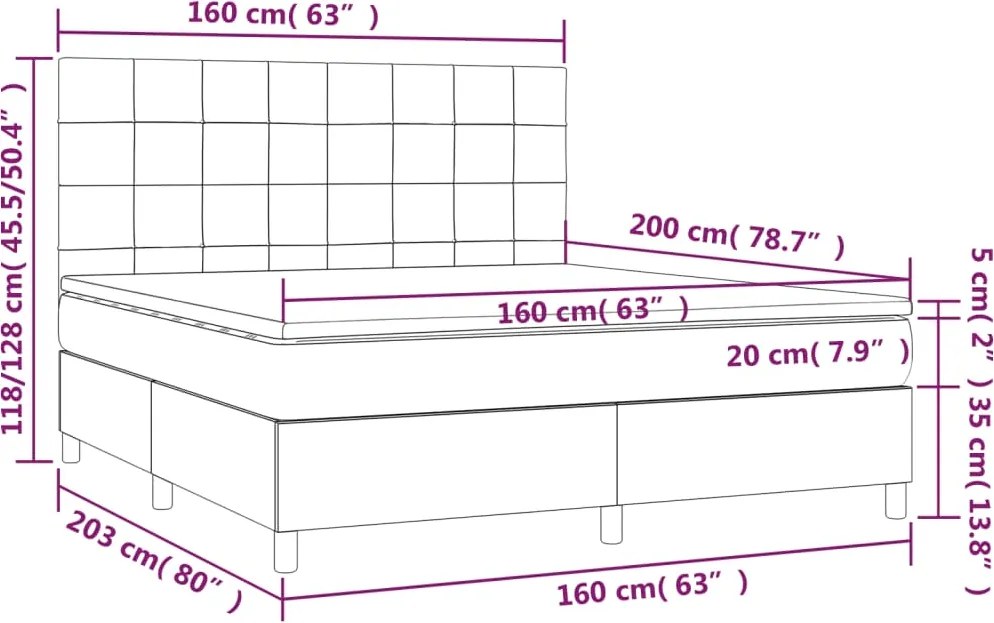 Box spring postel s matrací černá 160x200 cm samet 3143033